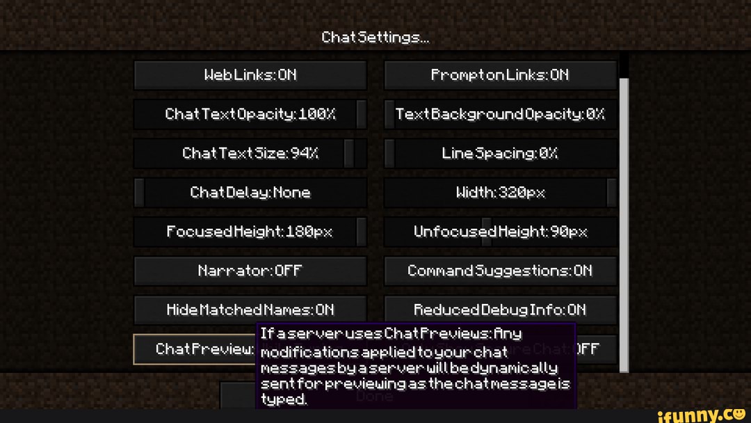 Chat Settings... PromptonLinks: Chat Text Opacity: TextBackground ...