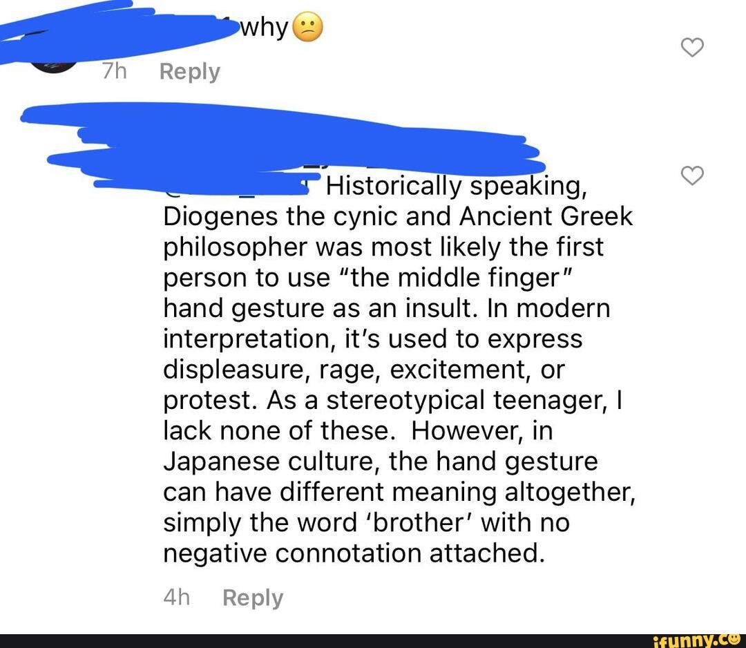 Reply Historically speaking, Diogenes the cynic and Ancient Greek ...