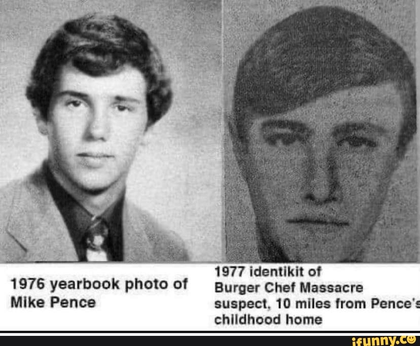 1977 identikit of 1976 yearbook photo of Burger Chef Massacre Mike ...