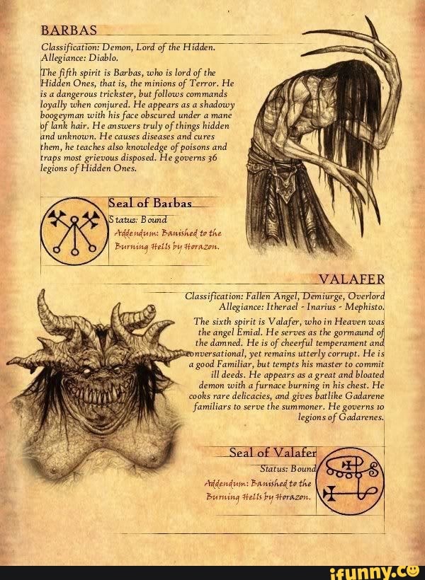 I id BARBAS Classification: Demon, Lord of the Hiddor Allegiance ...