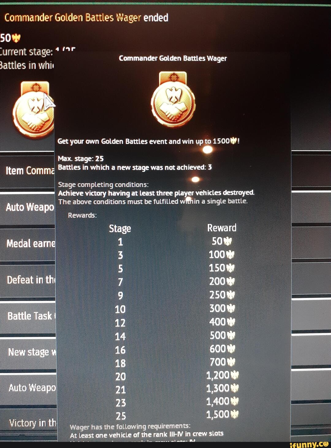 Commander Golden Battles Wager ended "urrent stage: in whir Commander ...