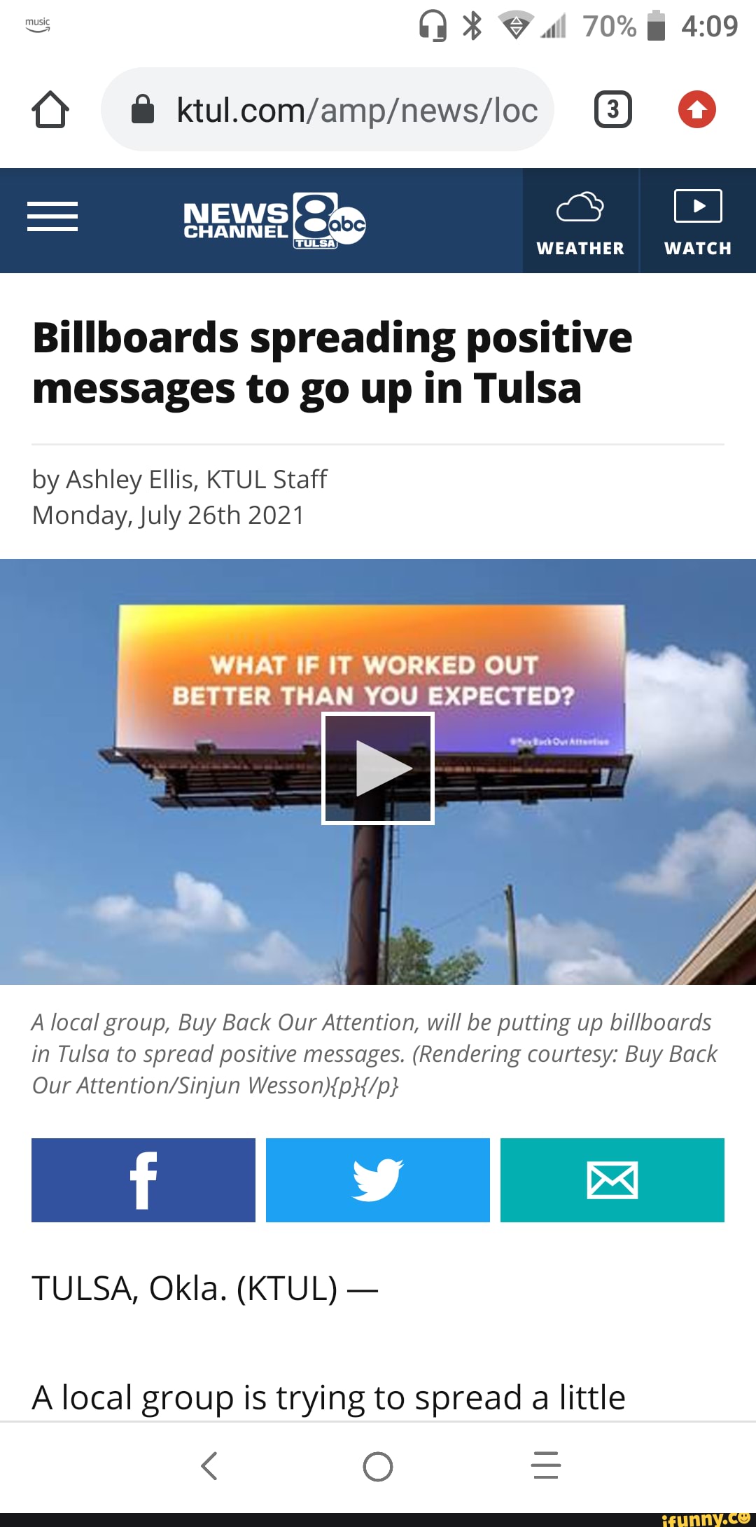 70% SS WEATHER WATCH pews Billboards spreading positive messages to go ...