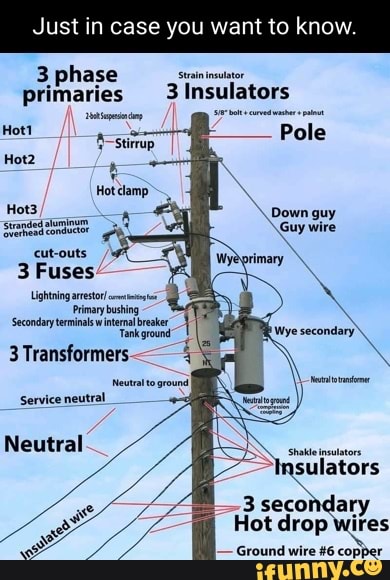 Just in case you want to know. Pole 3 phase primaries 3 Insulators Hot ...