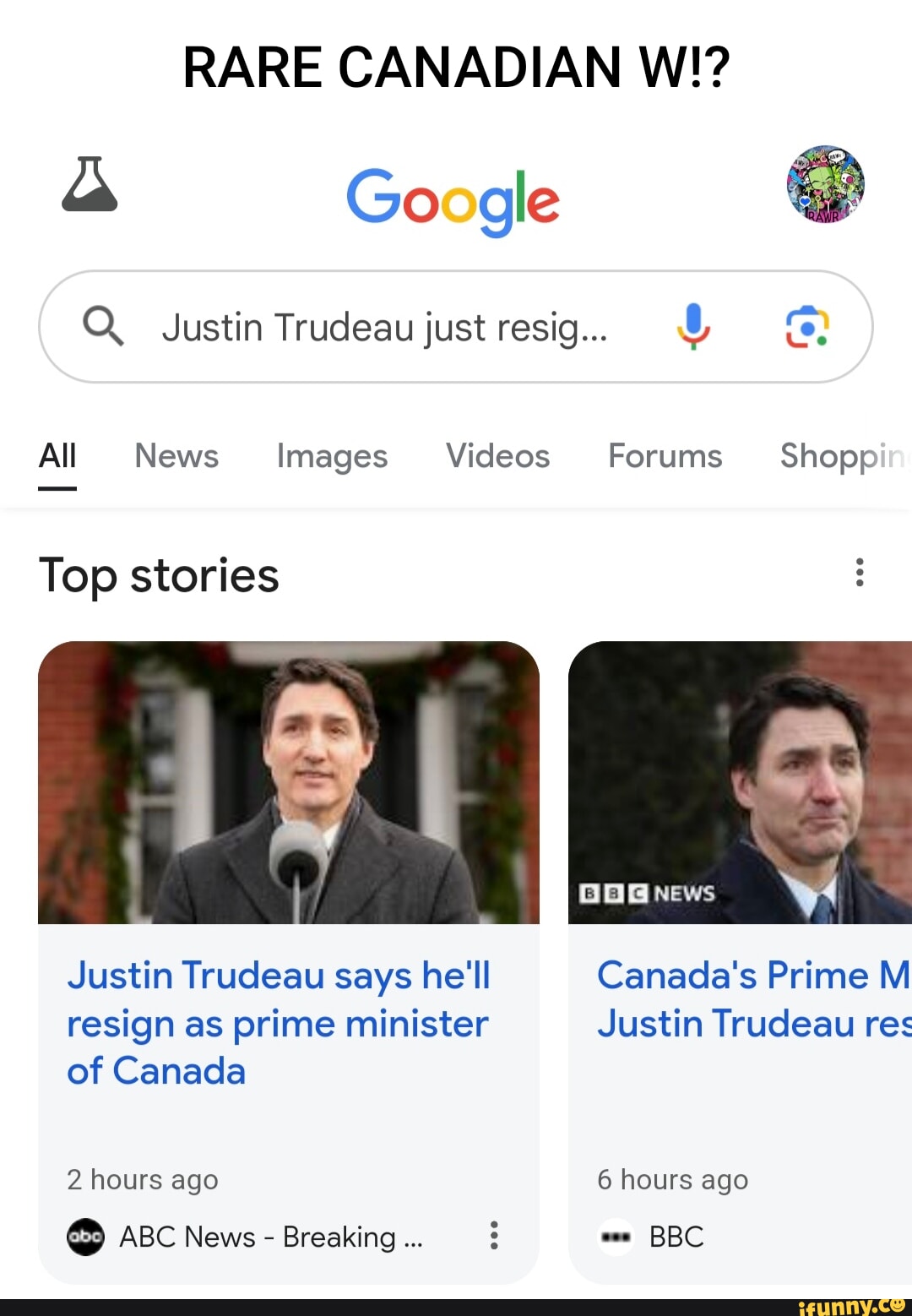 RARE CANADIAN W!? & Google Q. Justin Trudeau just resig.. All News ...