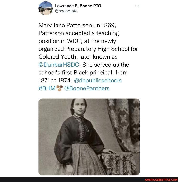 Lawrence E. Boone PTO @boone pto Mary Jane Patterson: In 1869 ...