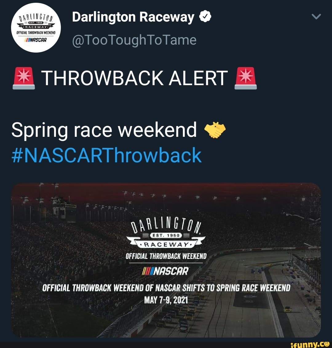 WEEKEND NASCAR Darlington Raceway @ @TooToughToTame THROWBACK ALERT ...