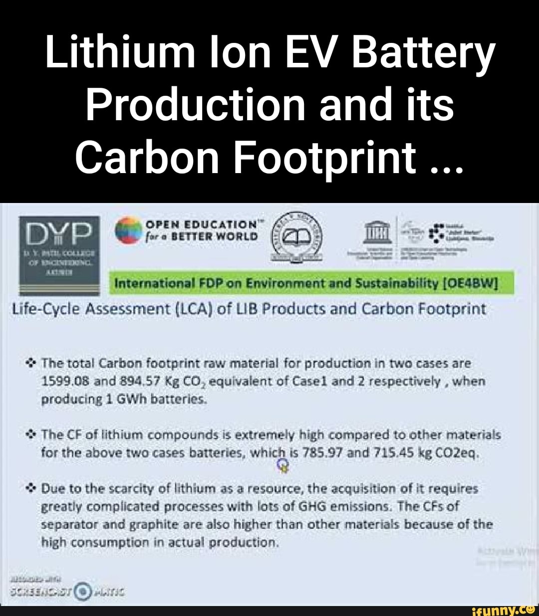 Lithium lon EV Battery Production and its Carbon Footprint OPEN ...