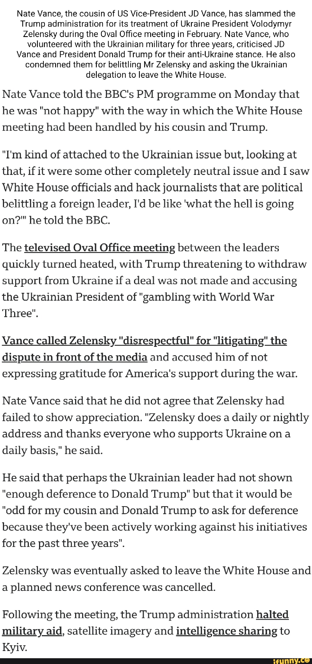 Nate Vance, the cousin of US Vice-President JD Vance, has slammed the ...
