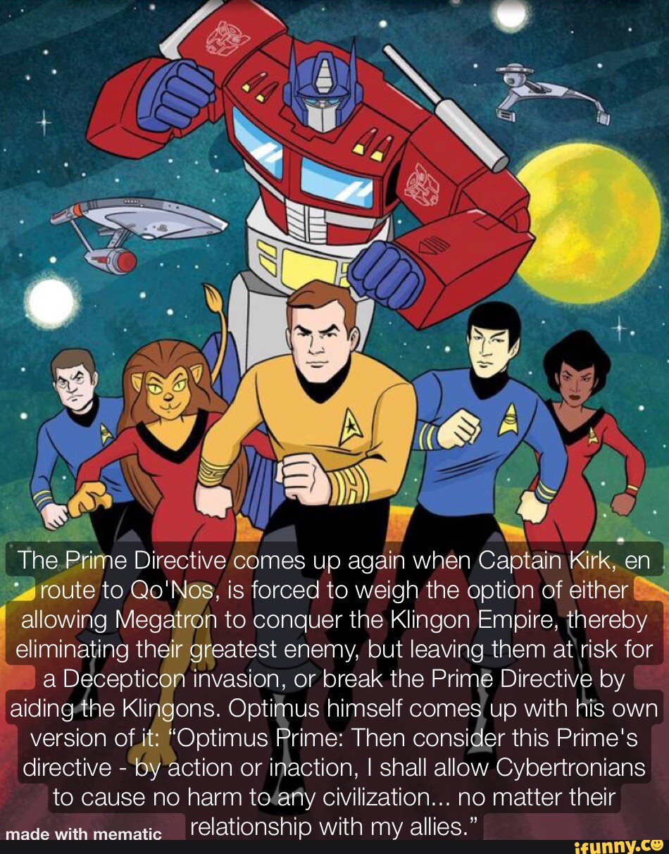 Be The Prime Directive comes up again when Captain Kirk, en I ta route ...