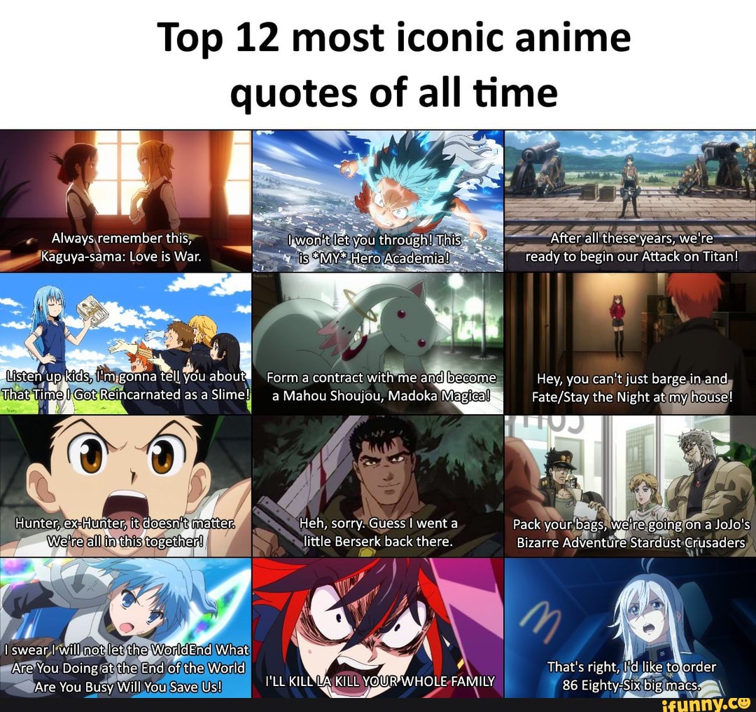 Top 12 most iconic anime quotes of all time " Always remember this ...