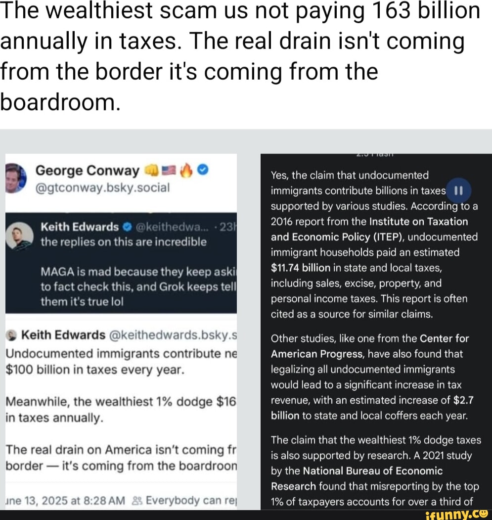 The wealthiest scam us not paying 163 billion annually in taxes. The ...