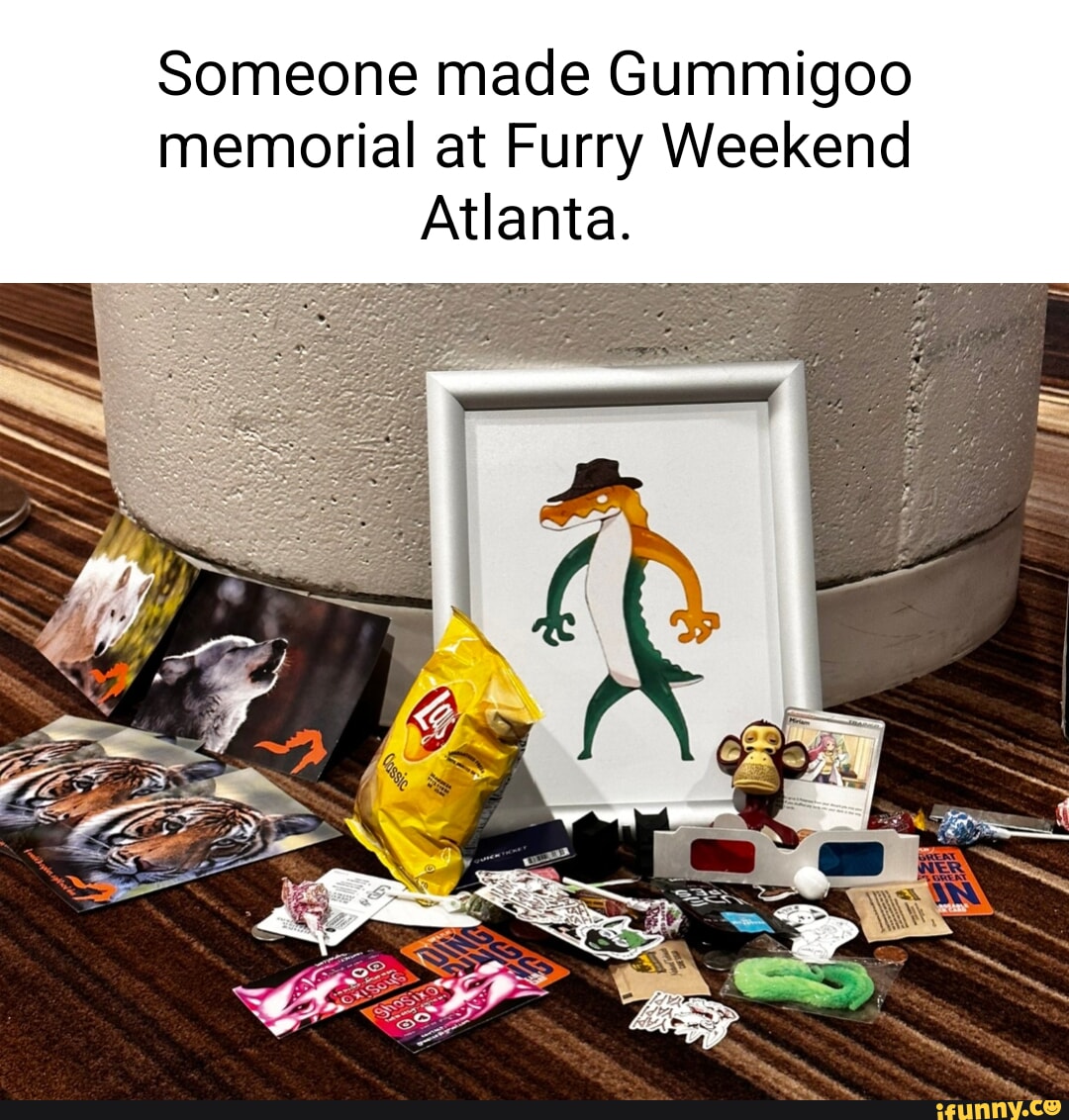 Someone made Gummigoo memorial at Furry Weekend Atlanta. SS - iFunny