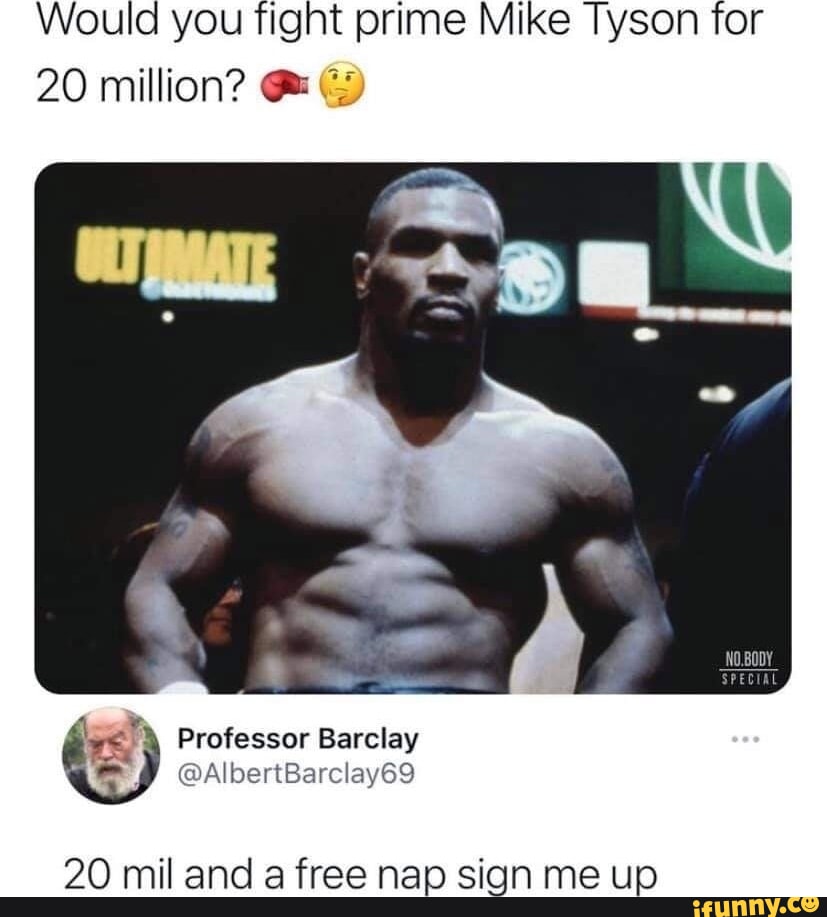 Would you fight prime Mike Tyson for 20 million? NO.BODY SPECIAL ...