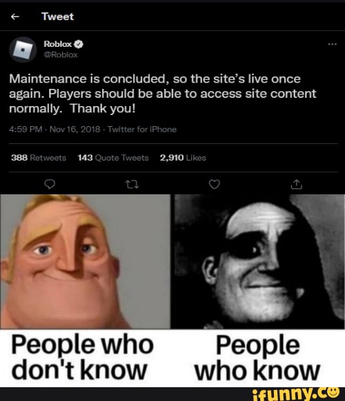 Tweet Qa Roblox @ Maintenance is concluded, so the site's live once ...