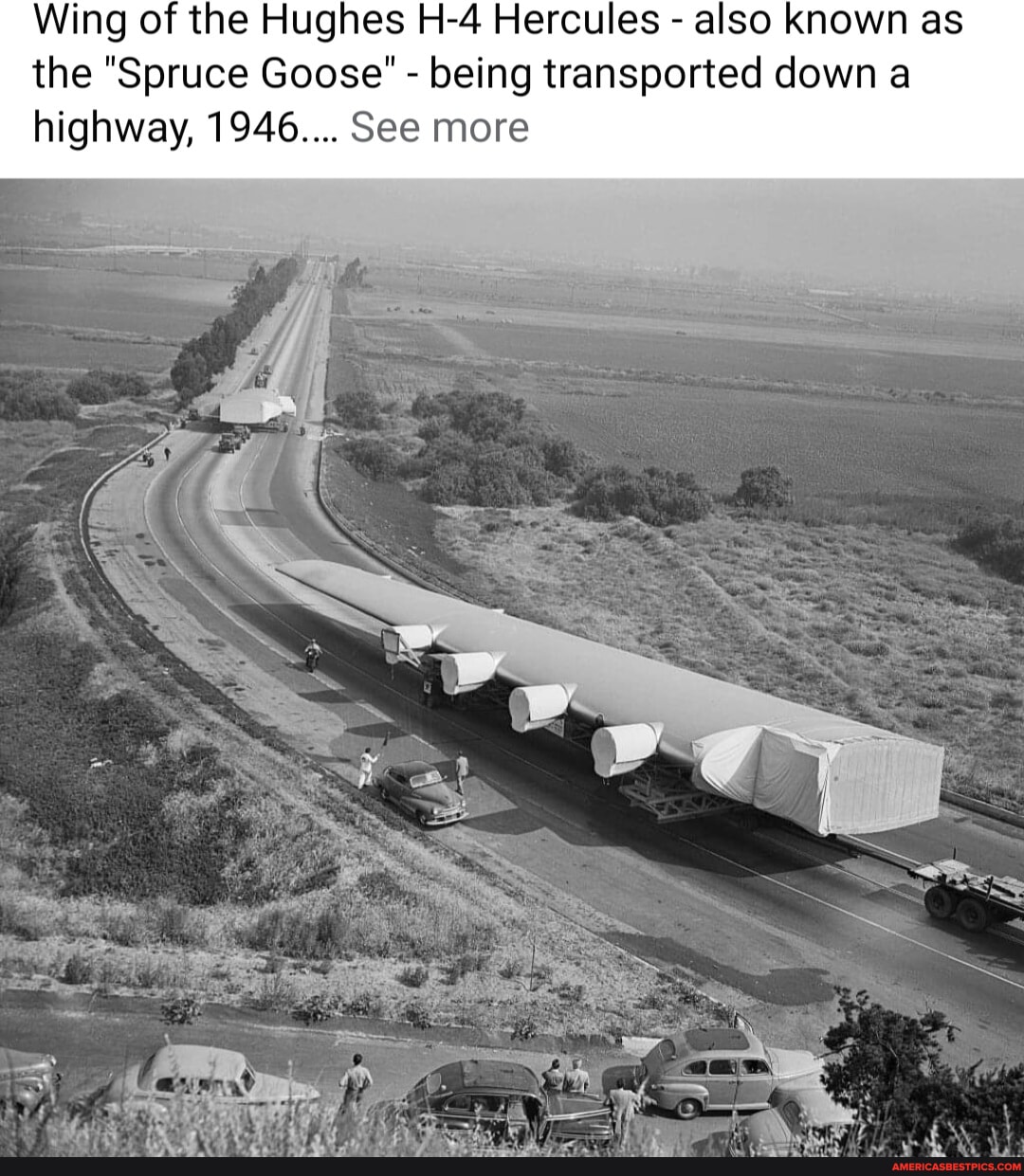 Wing of the Hughes Hercules - also known as the "Spruce Goose" - being ...