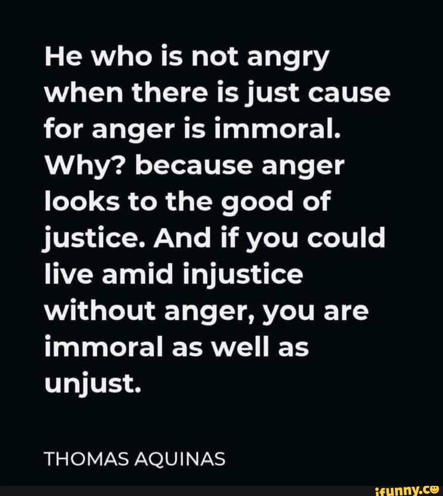 He who is not angry when there is just cause for anger is immoral. Why ...