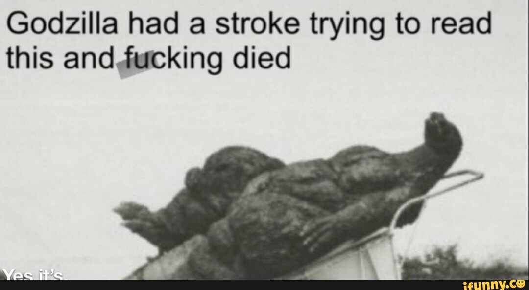Godzilla had a stroke trying to read this and fucking died it'
