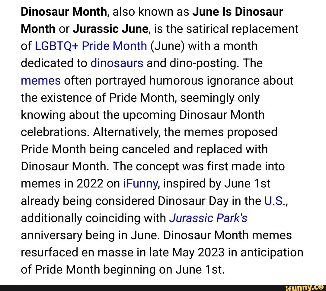 Dinosaur Month, also known as June Is Dinosaur Month or Jurassic June ...