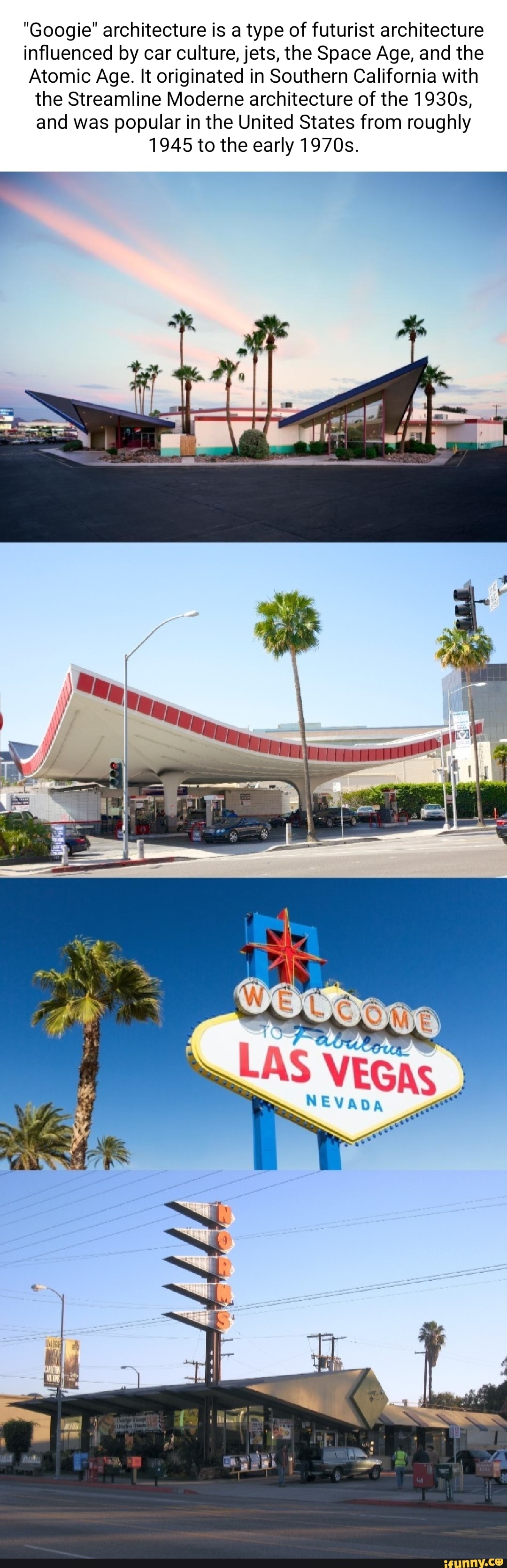 "Googie" architecture is a type of futurist architecture influenced by ...