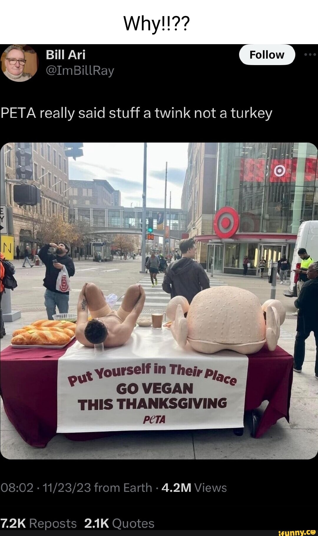 Bill Ari Follow @ImBillRay PETA really said stuff a twink not a turkey ...
