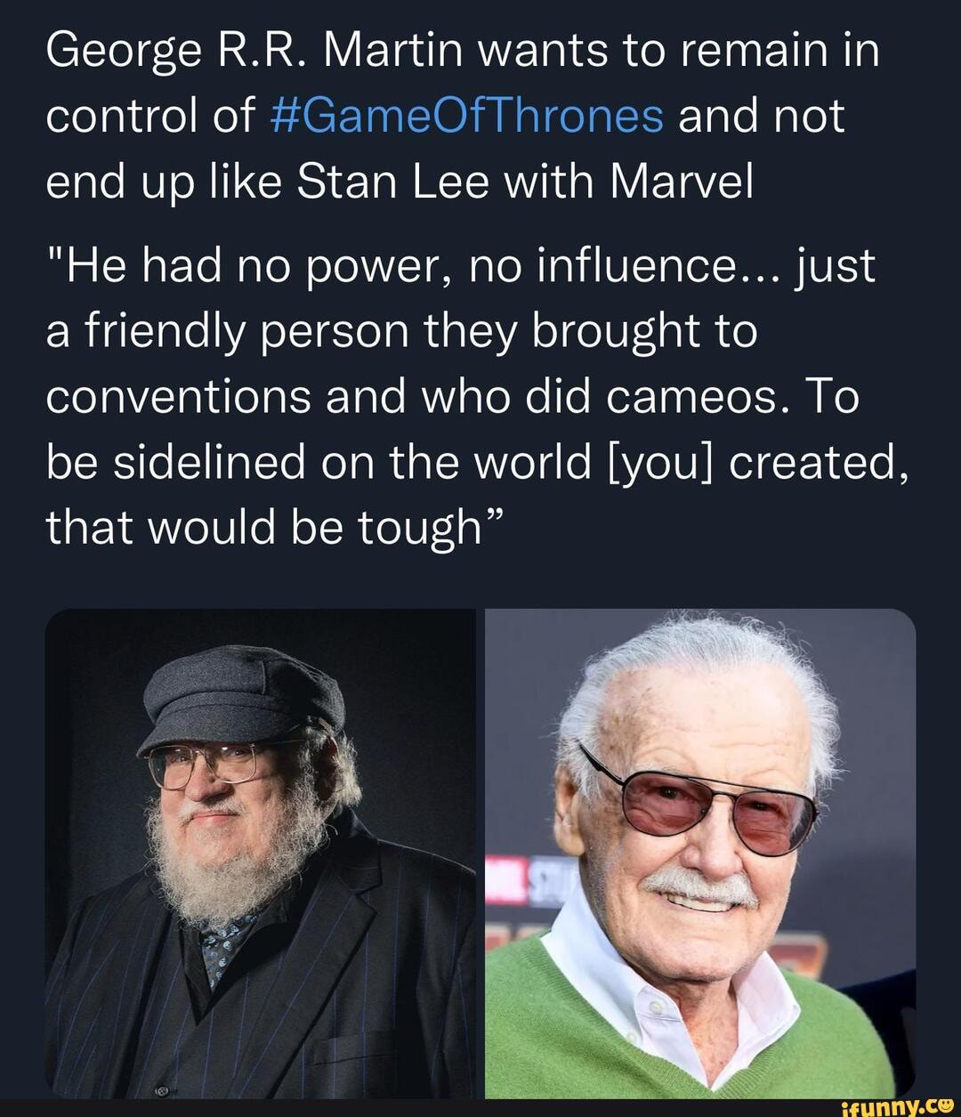 George R.R. Martin wants to remain in control of #GameOfThrones and not ...