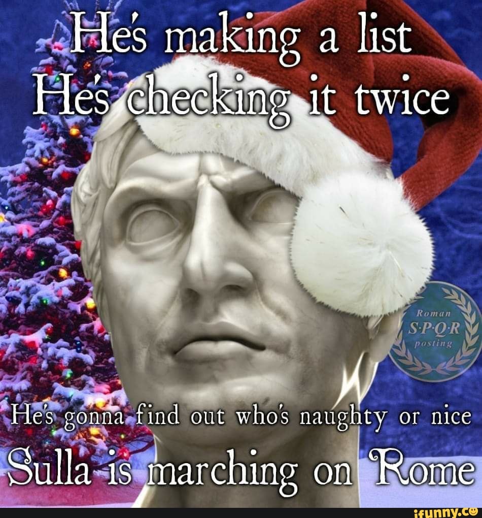 Hes making a list Hes. checking it twice He's ponna find out whos ...