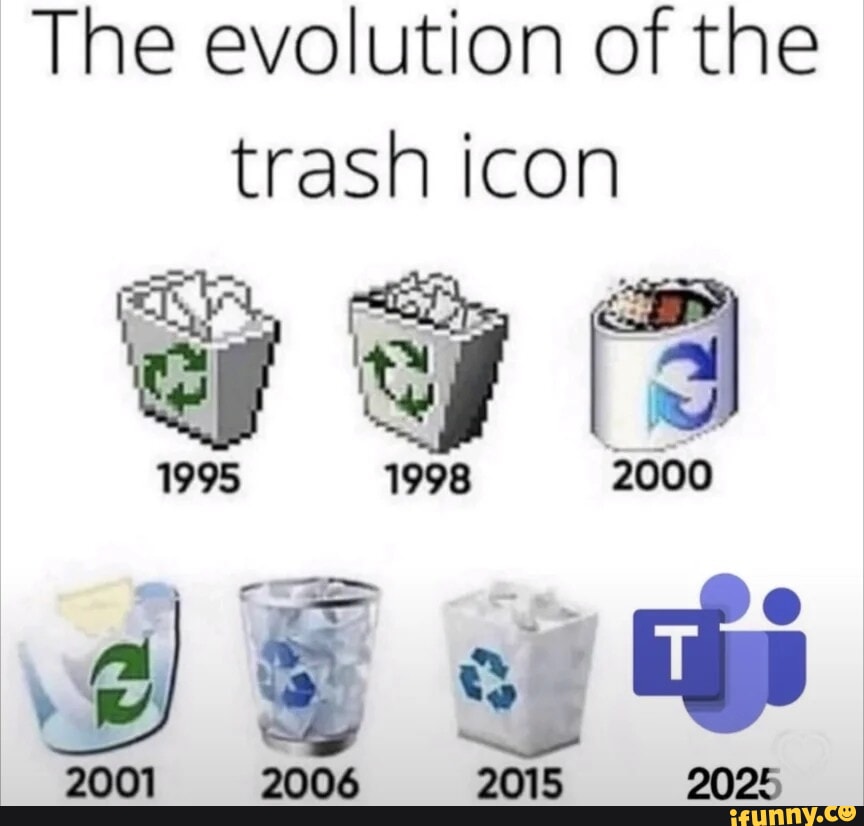 The evolution of the trash icon 1995 1998 2000 2001 2006 2015 2025 - iFunny