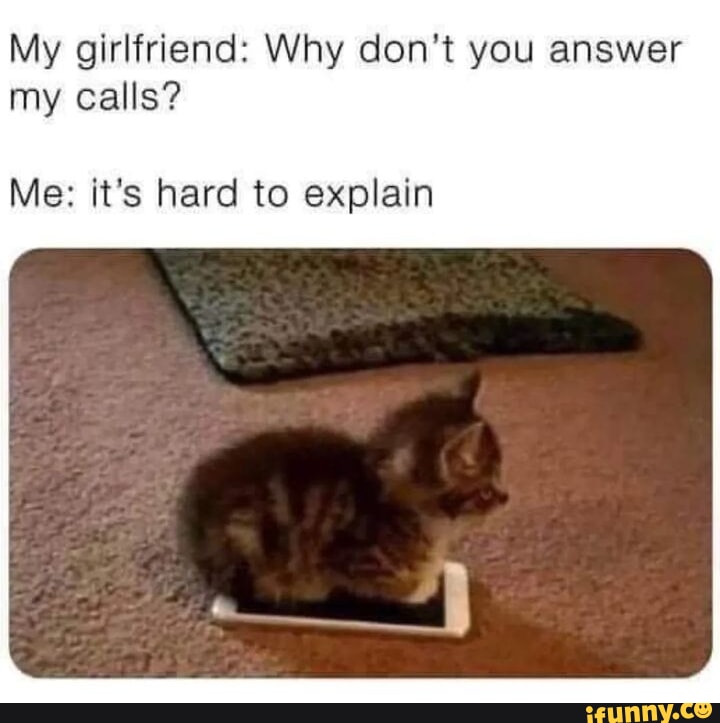 My girlfriend: Why don't you answer my calls? Me: it's hard to explain ...