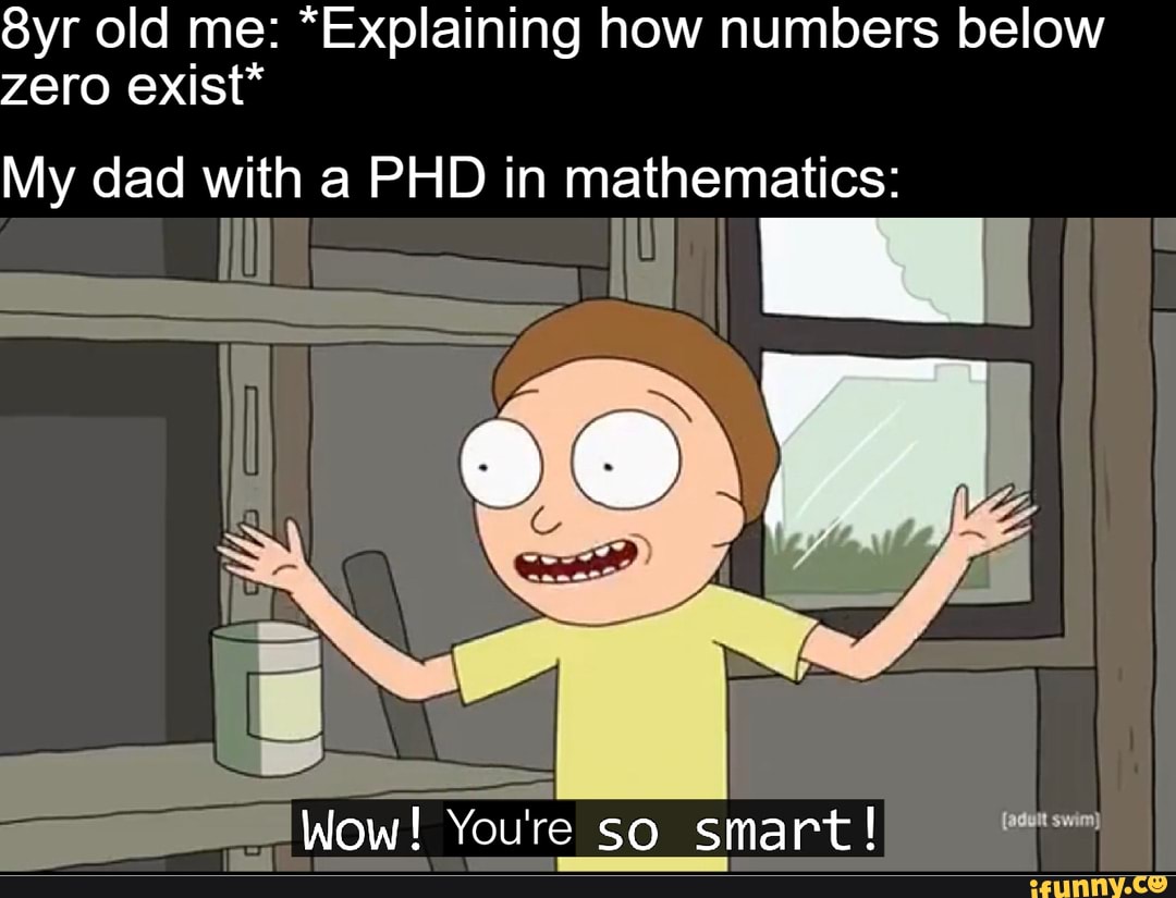 Old me: *Explaining how numbers below zero exist* My dad with a PHD in ...