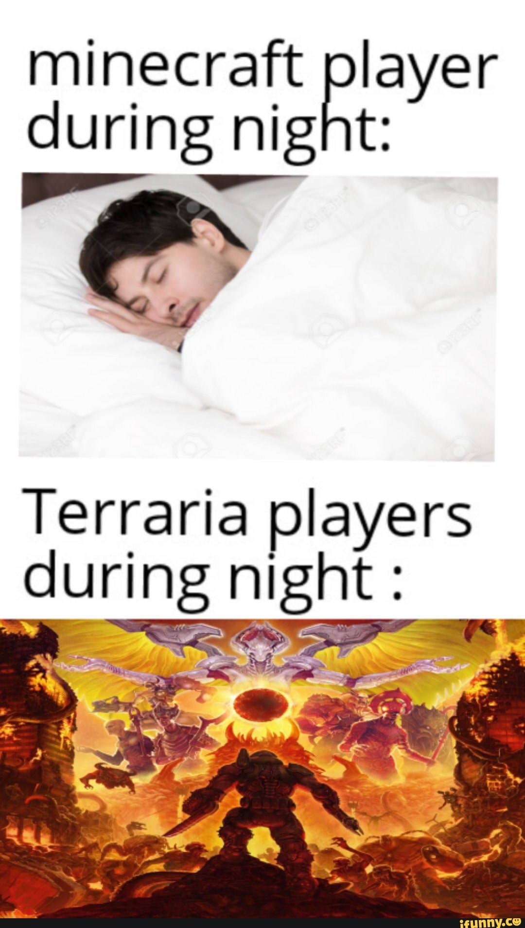Minecraft player during night: arr" Terraria players - iFunny