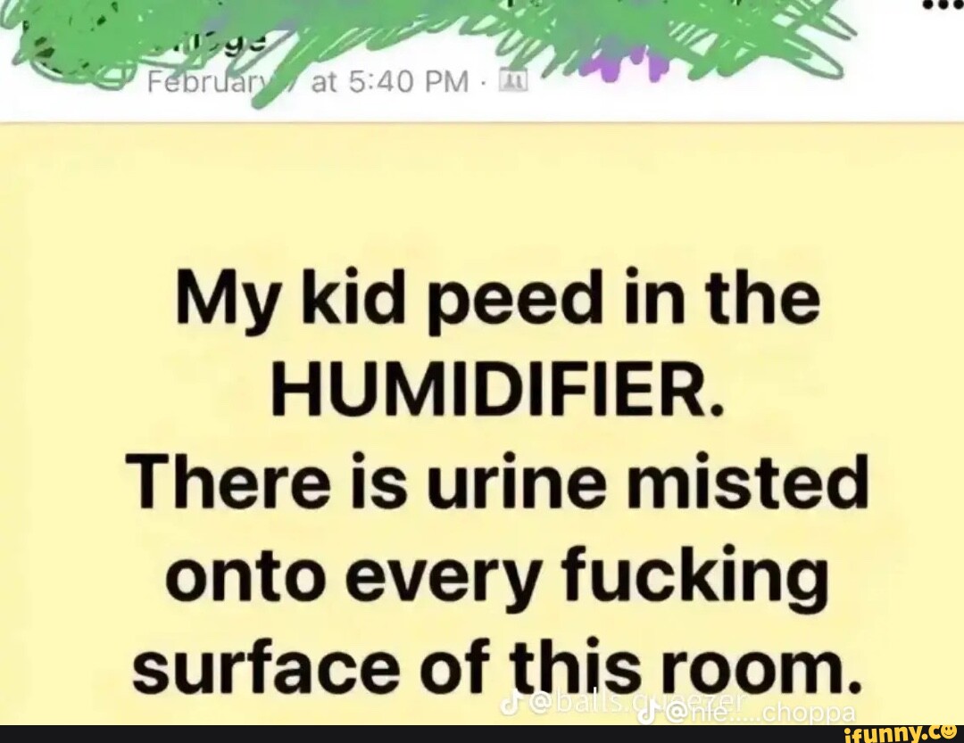 PM My kid peed in the HUMIDIFIER. There is urine misted onto every ...
