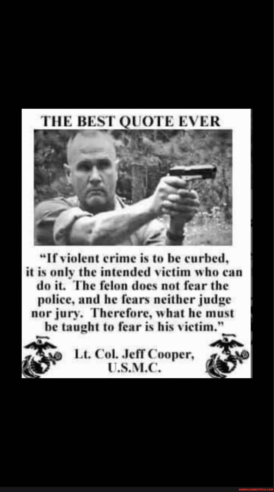 THE BEST QUOTE EVER "If violent crime is to be curbed, it is only the ...