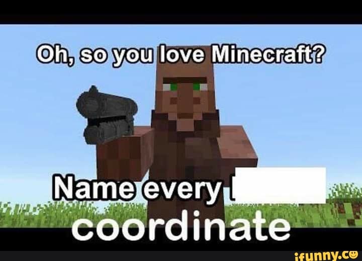 On, so you love Minecraft? Name every coordinate - iFunny