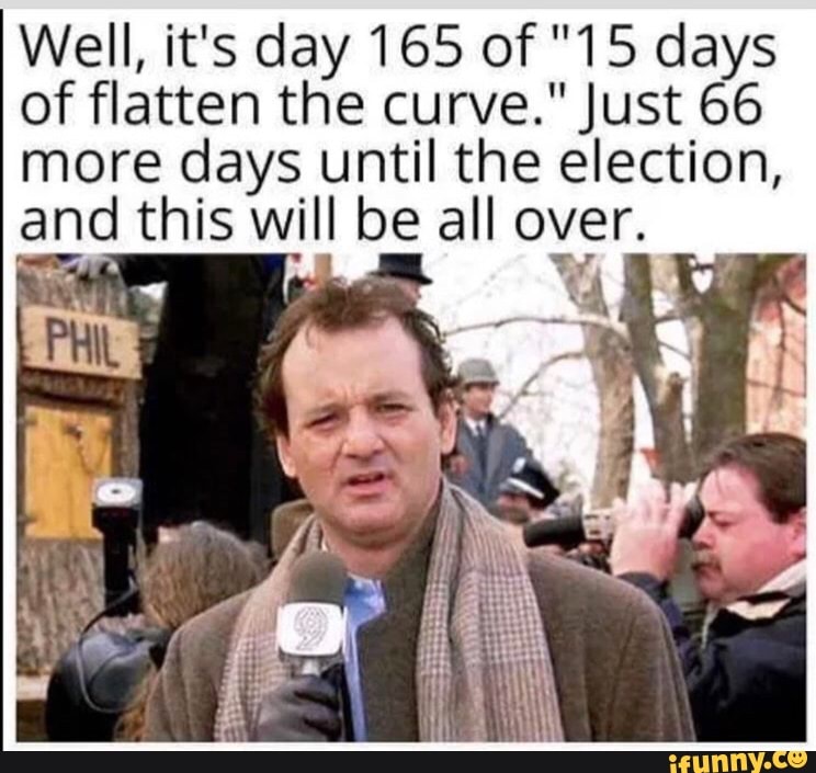 Well, it's day 165 of "15 days of flatten the curve." Just 66 more days ...