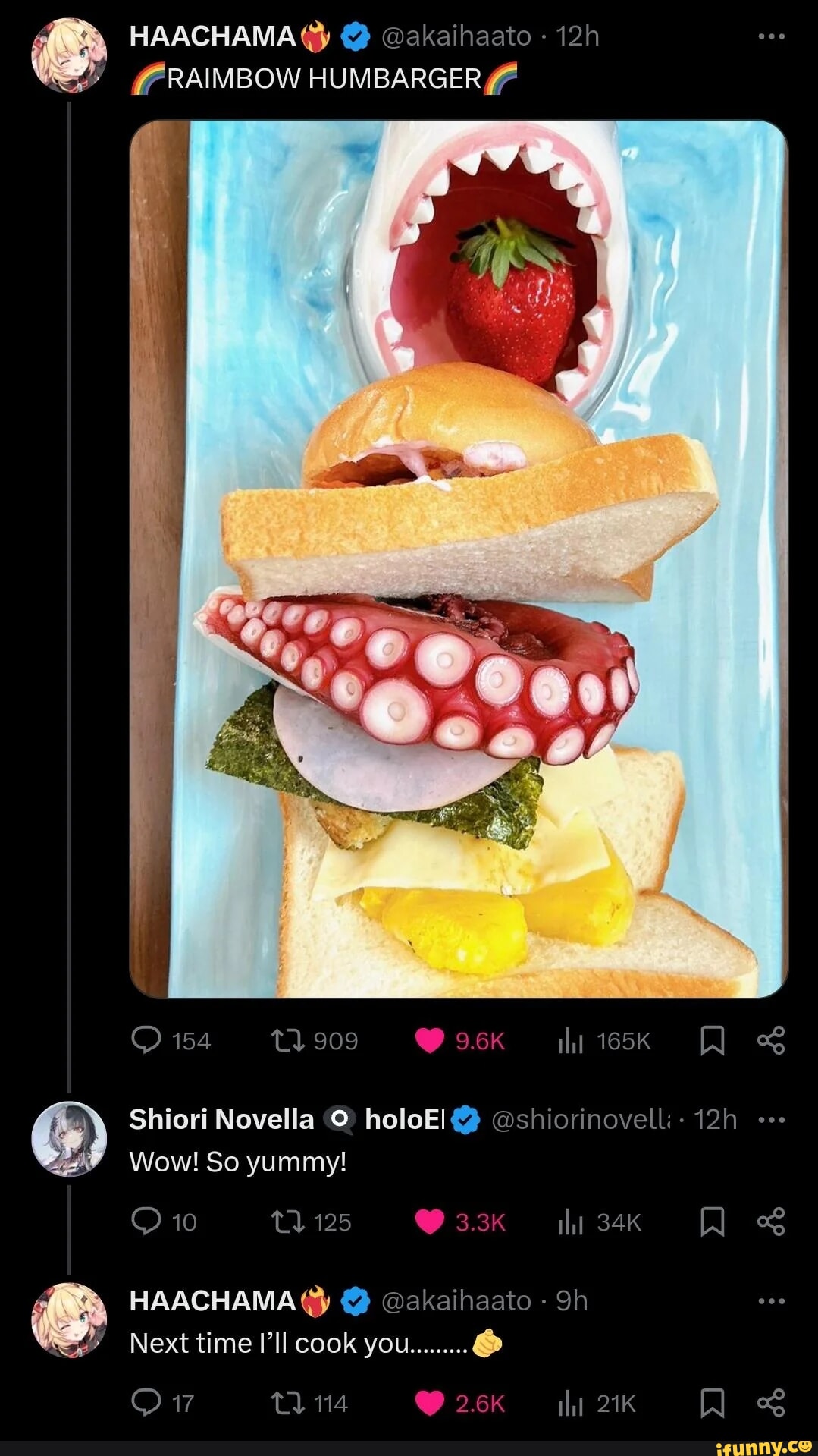 HAACHAMA @akaihaato fF RAIMBOW HUMBARGER 154 Shiori Novella holoEl ...