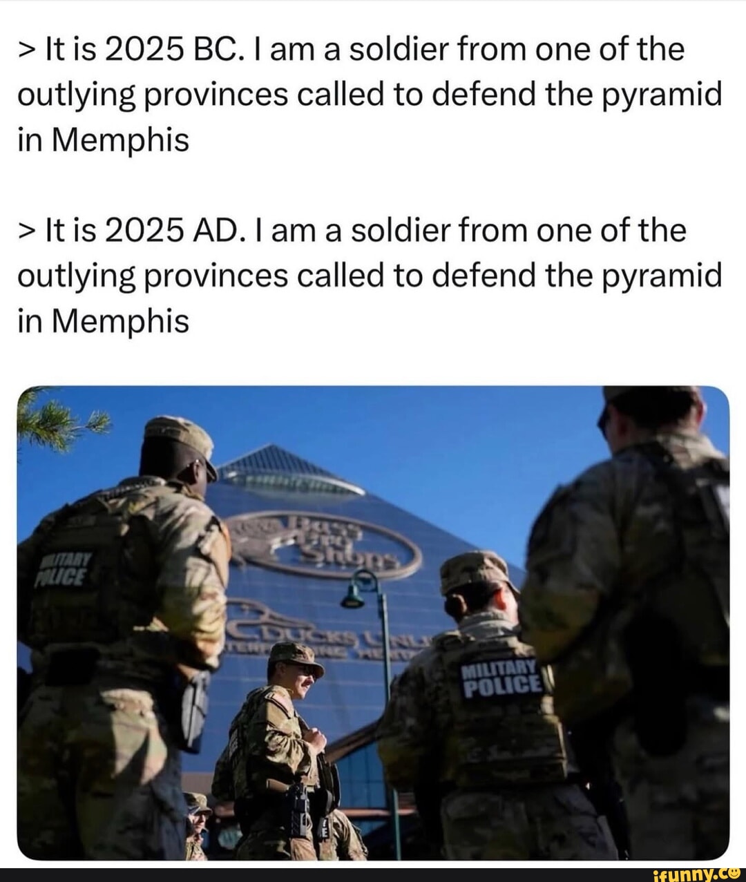 > It is 2025 BC. I ama soldier from one of the outlying provinces ...