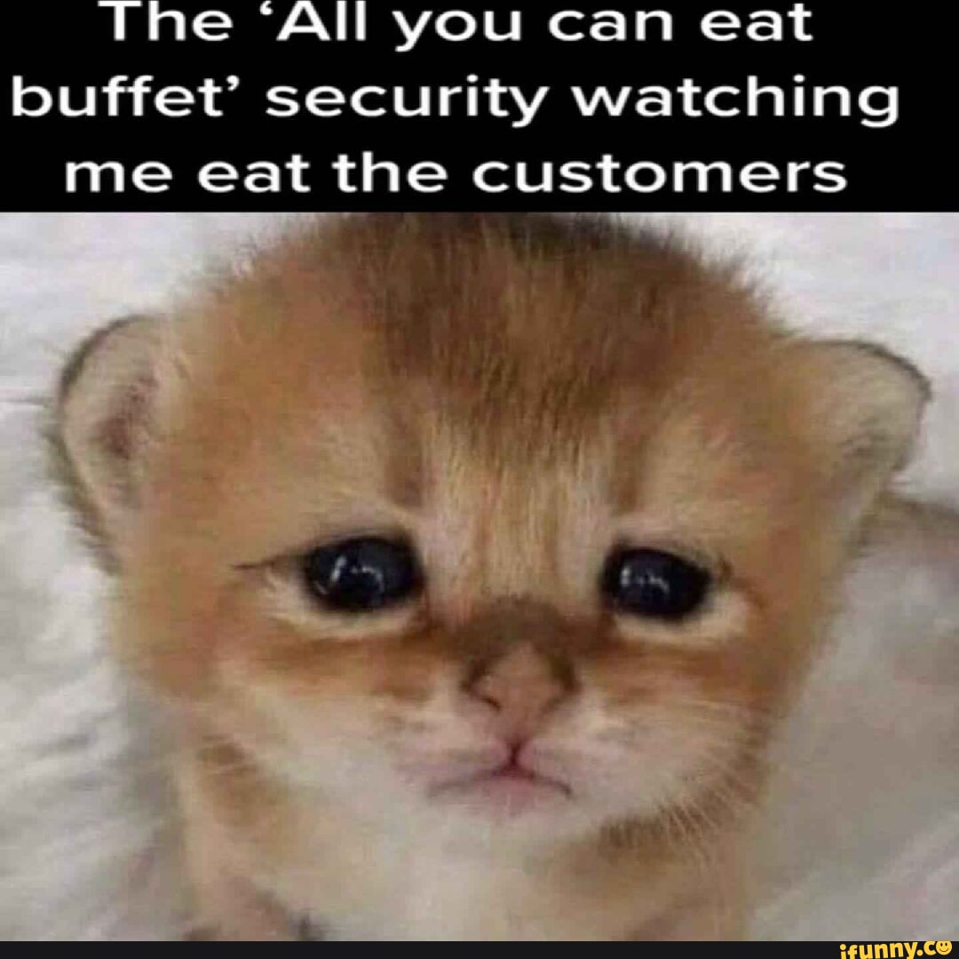 The 'All you can eat buffet' security watching me eat the customers ... The 'All you can eat buffet' security watching me eat the customers ...