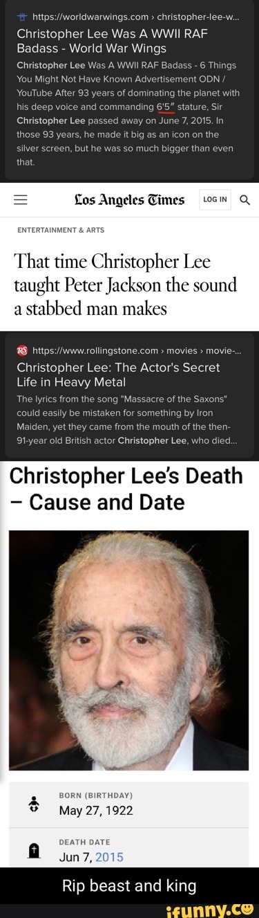 Christopher-lee-w. Christopher Lee Was A WWII RAF Badass - World War ...