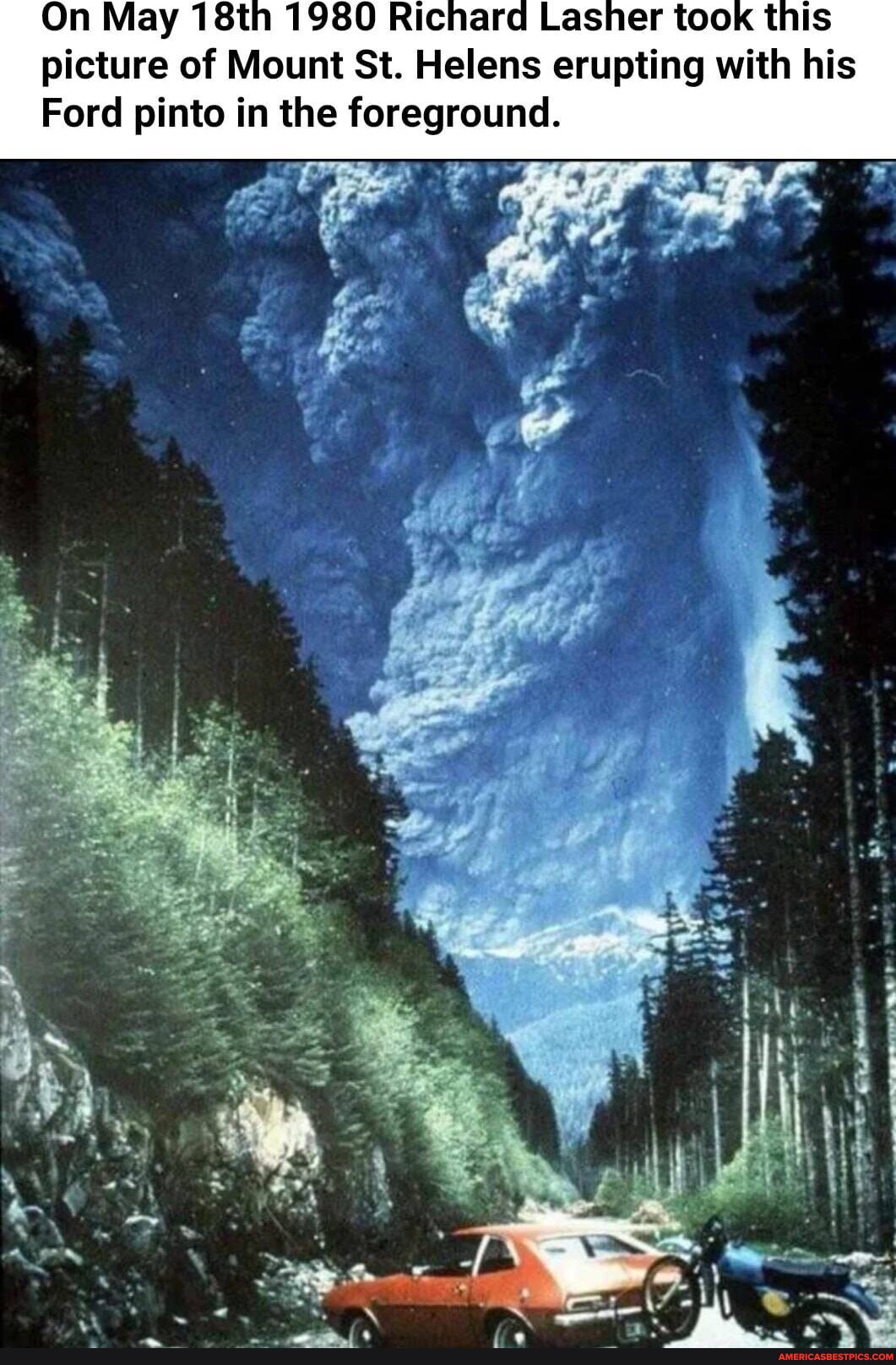 On May 18th 1980 Richard Lasher took this picture of Mount St. Helens ...