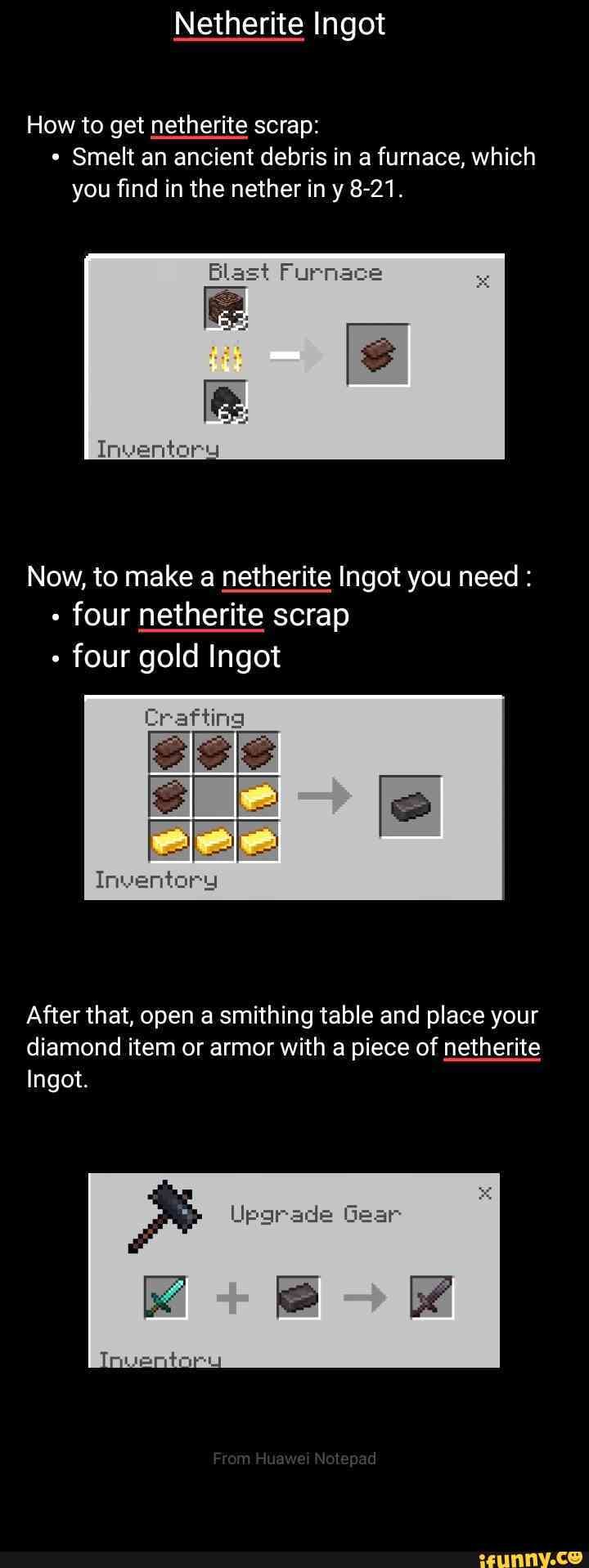How to get netherite scrap: Smelt an ancient debris in a furnace, which ...