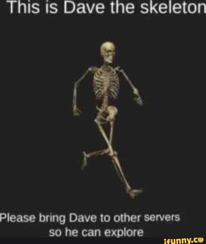 This is Dave the skeleton Please bring Dave to other servers so he can ...