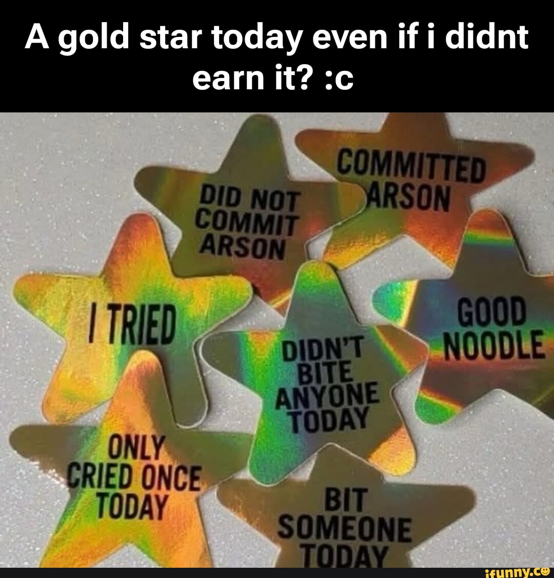 A gold star today even if i didnt earn it? :c ~ NOODLE - iFunny