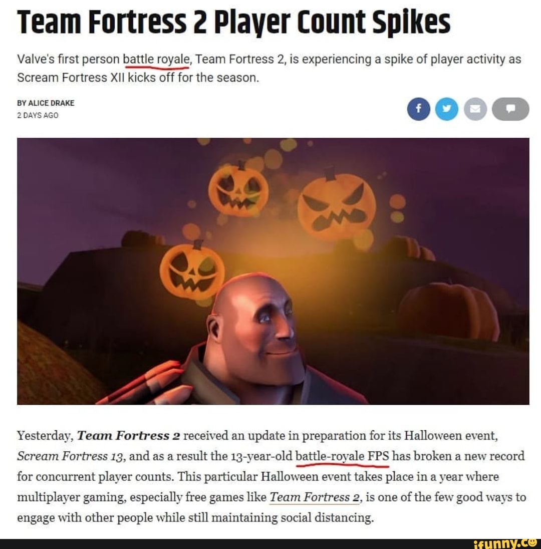 Team Fortress 2 Player Count Spikes Valve's first person battle royale ...