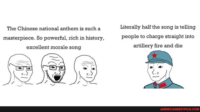 The Chinese national anthem is such a Literally half the song is ...