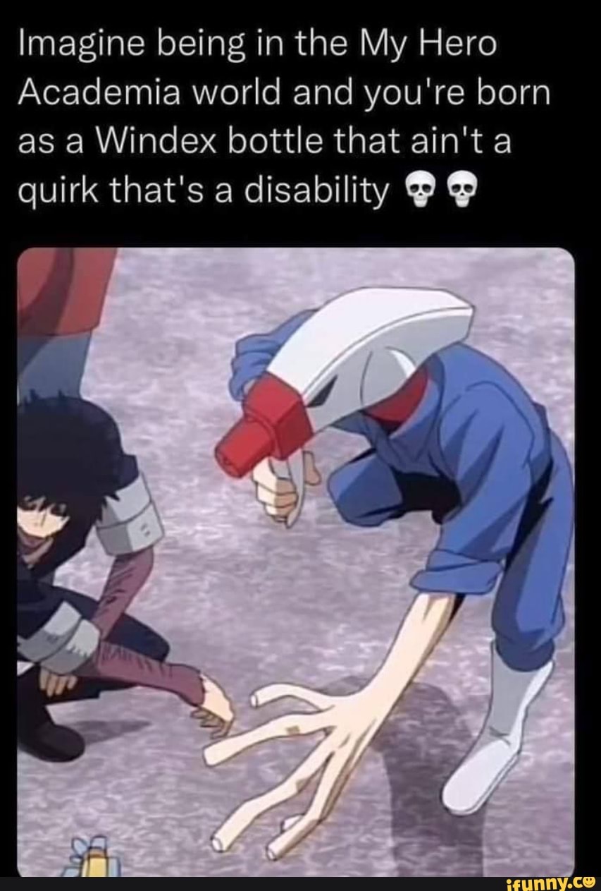 Imagine being in the My Hero Academia world and you're born as a Windex ...