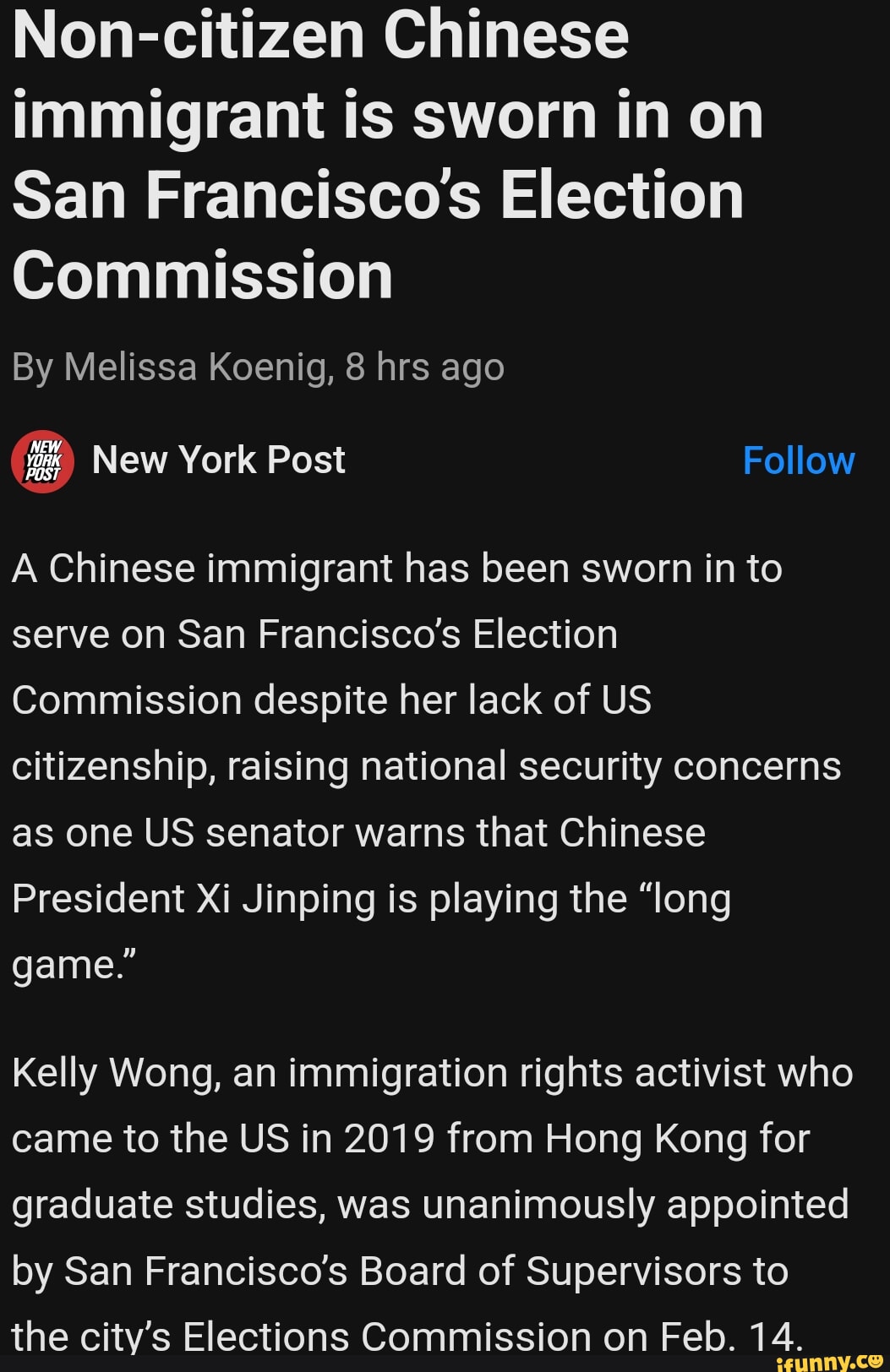 Non-citizen Chinese immigrant is sworn in on San Francisco's Election ...