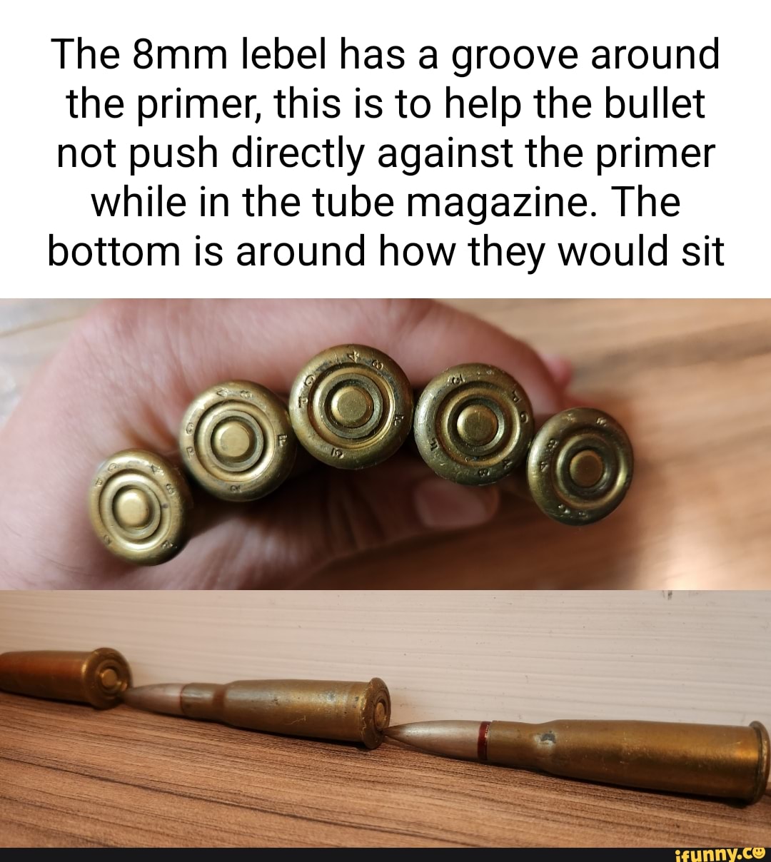 The lebel has a groove around the primer, this is to help the bullet ...