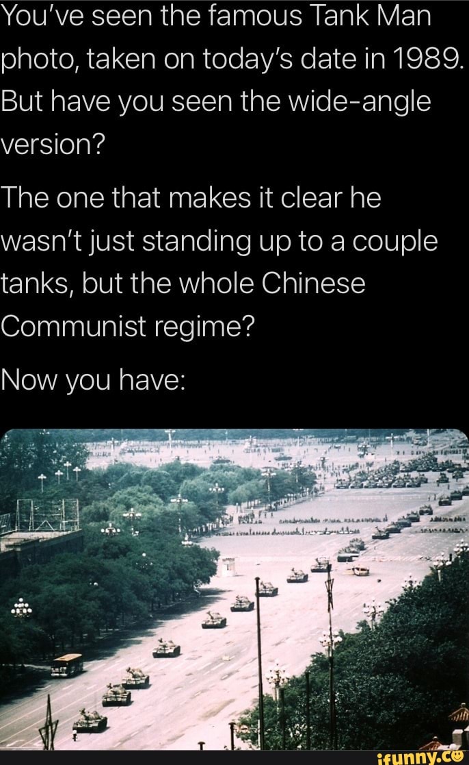 You've seen the famous Tank Man photo, taken on today's date in 1989 ...