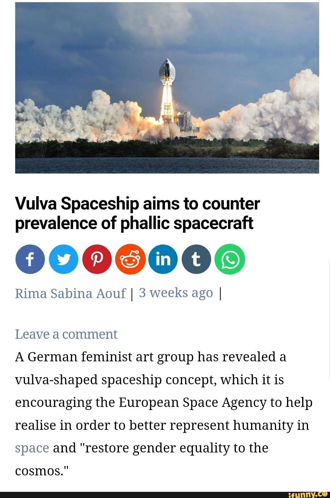Vulva Spaceship aims to counter prevalence of phallic spacecraft ...
