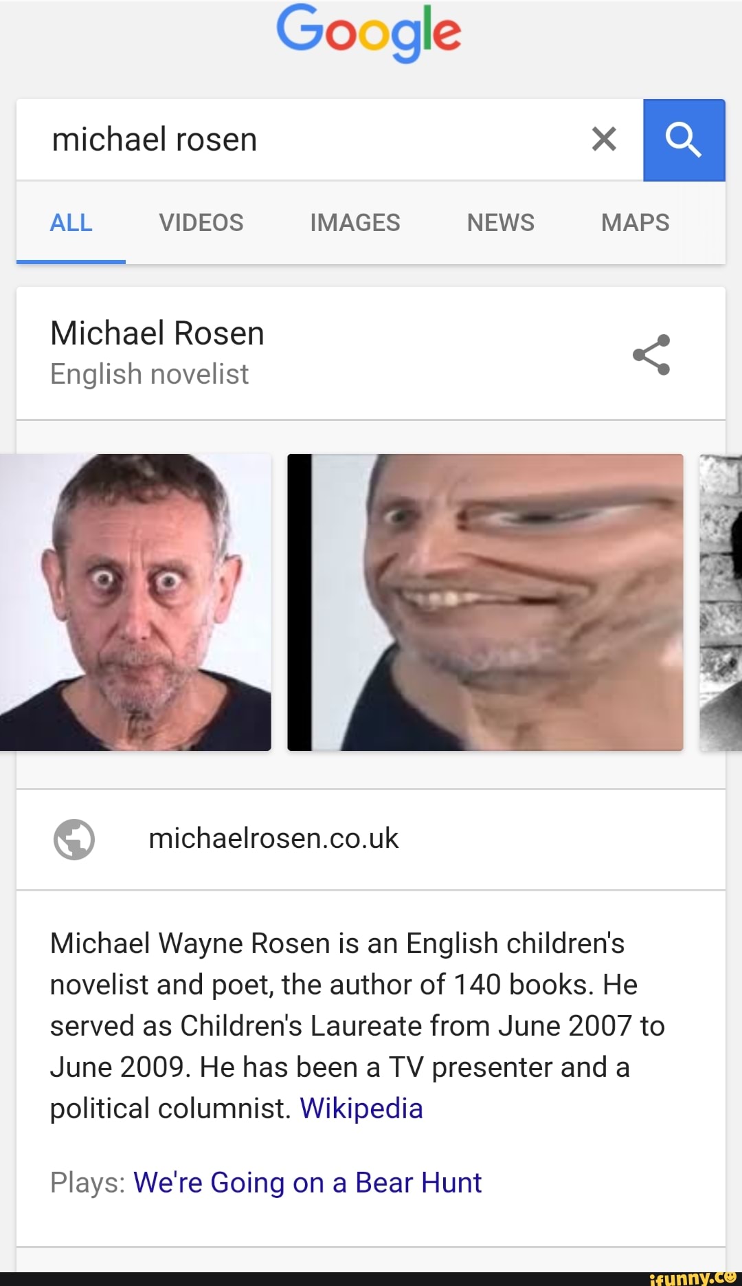 Go gle michael ALL VIDEOS IMAGES NEWS MAPS Michael Rosen